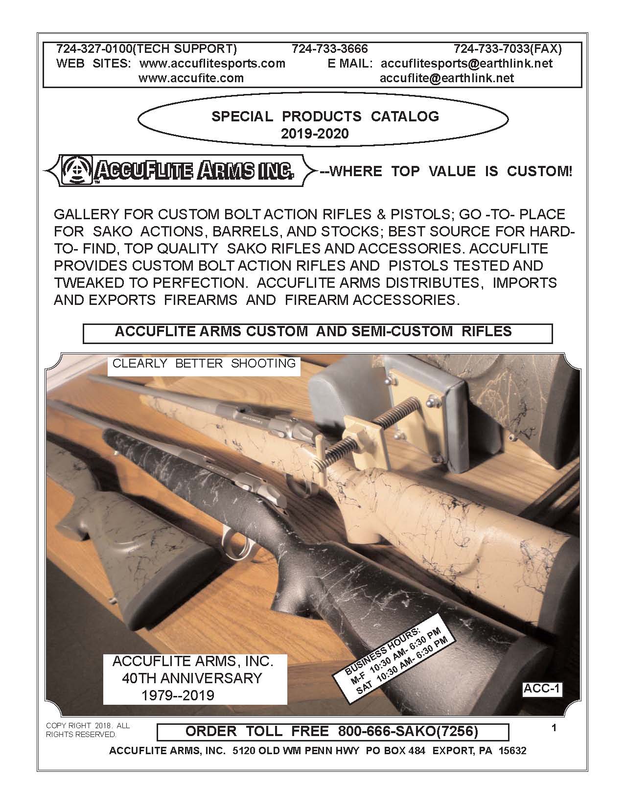 Page 1 ACCUFLITE CATALOG 2019-2020 | Accuflite Arms - Custom Rifles